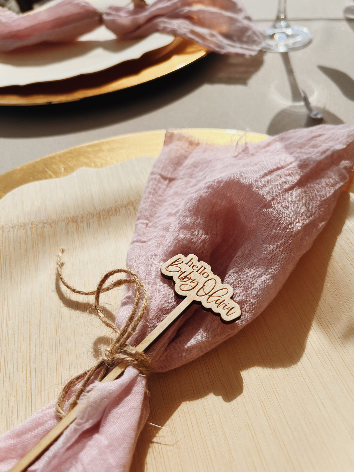 Wood laser engraved party decor– J. Isabel Designs